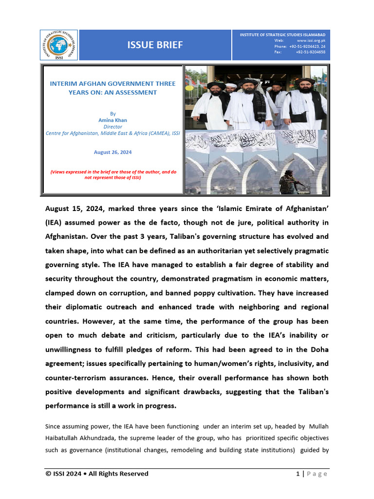 Interim Afghan Govt 3 Years Analysis | PDF | Taliban | Afghanistan
