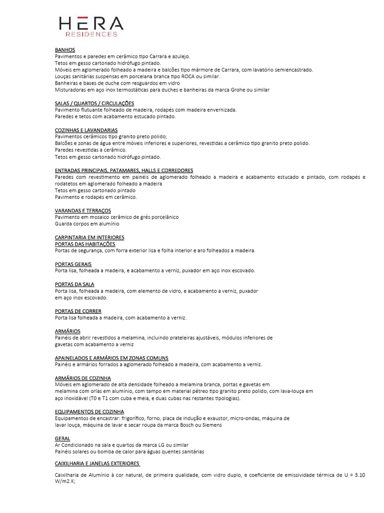 2021 - 06 - HERA Residences - Mapa de Acabamentos Atual | PDF | Drywall ...
