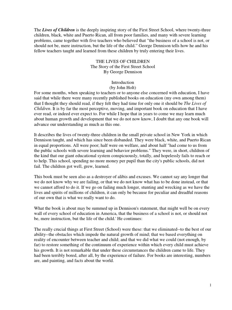George Dennison - The Lives of Children | PDF | John Dewey | Conscience