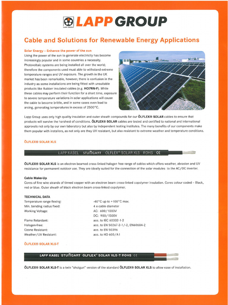Data Sheet_DC Cable LAPP | PDF