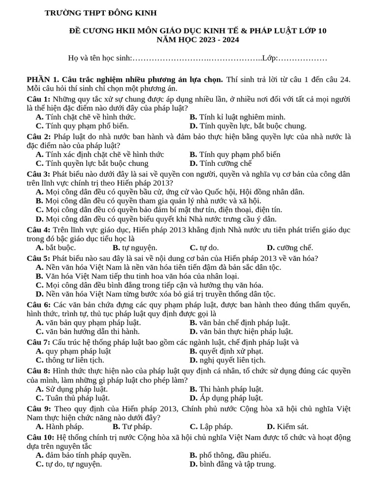 ĐC KTPL 10 Hkii L P 23 - 24 | PDF