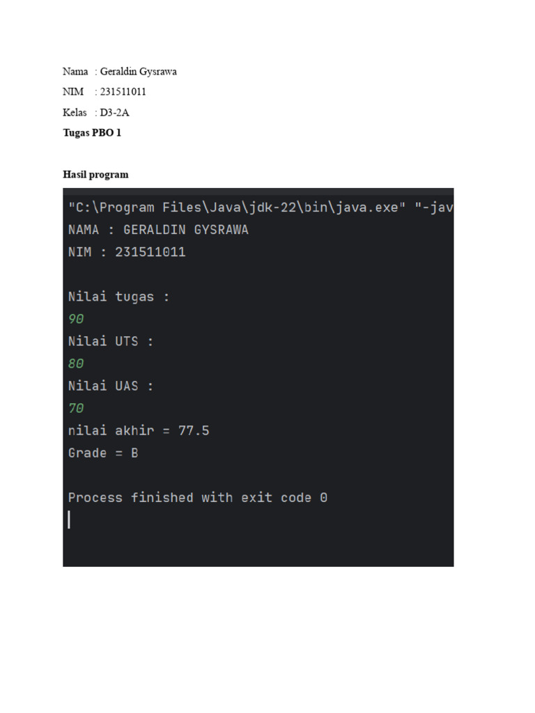 Tugas1 PBO T 011 Geraldin | PDF