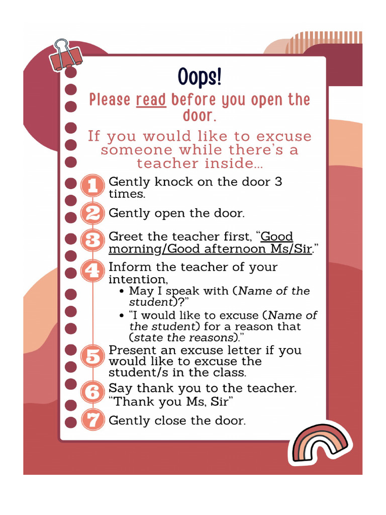 Classroom Reminder | PDF