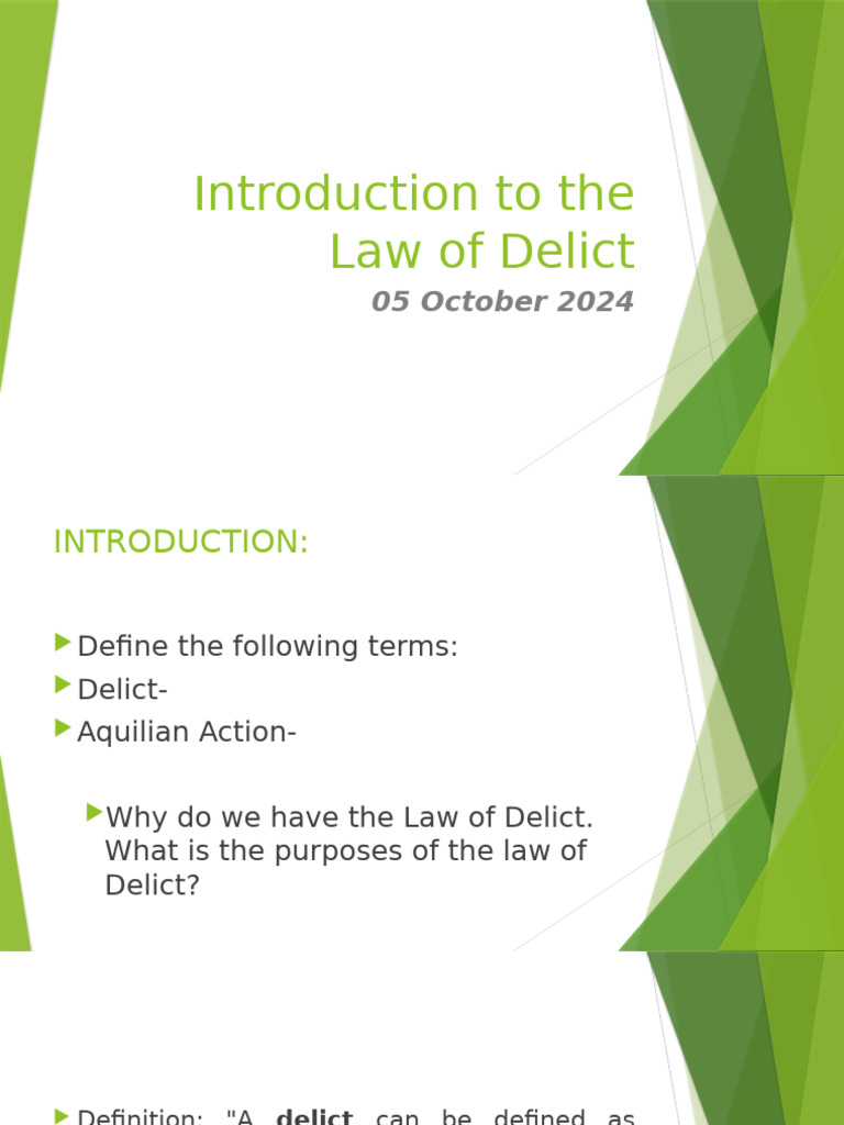 Introduction To The Law of Delict Pp1 | PDF