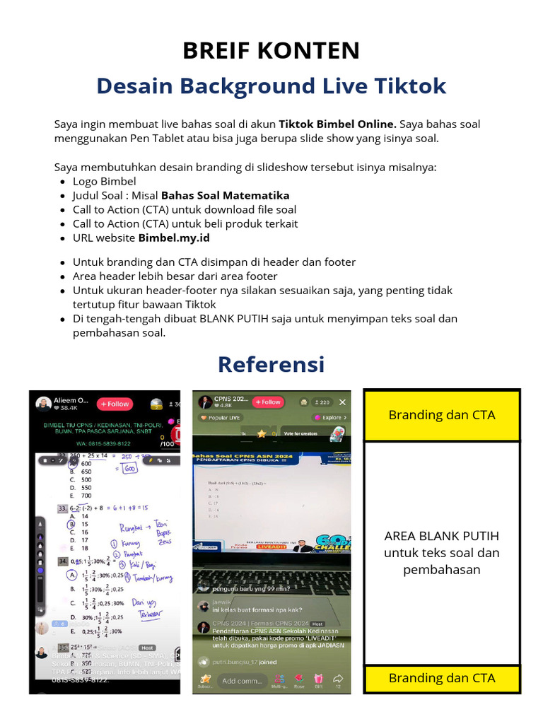 Contoh Brief Background Tiktok | PDF | Komputer