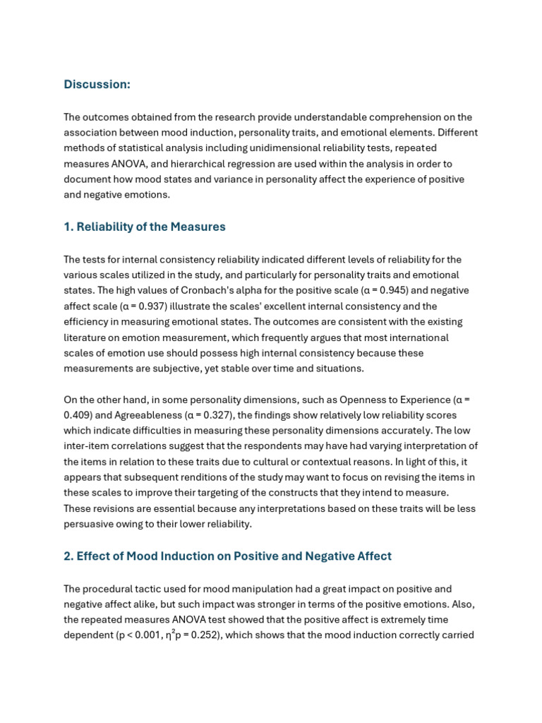 Discussion & APA References Thesis Final | PDF | Internal Consistency | Psychology