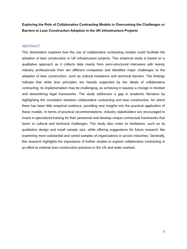 Role of Collaborative Contracting Models V1 | PDF | Methodology ...