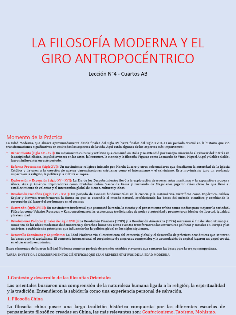 Lección Filosofía en La Edad Moderna | PDF | Racionalismo | Empirismo