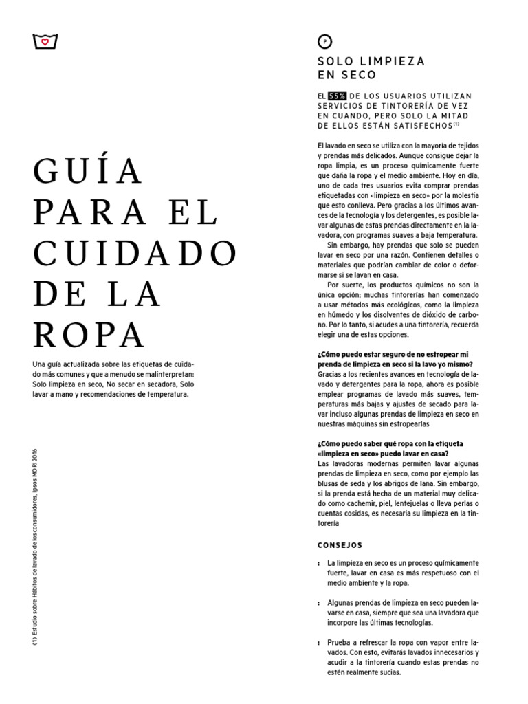 Guia Care Label Project para El Cuidado de La Ropa | PDF | Secadora de ropa | Ropa