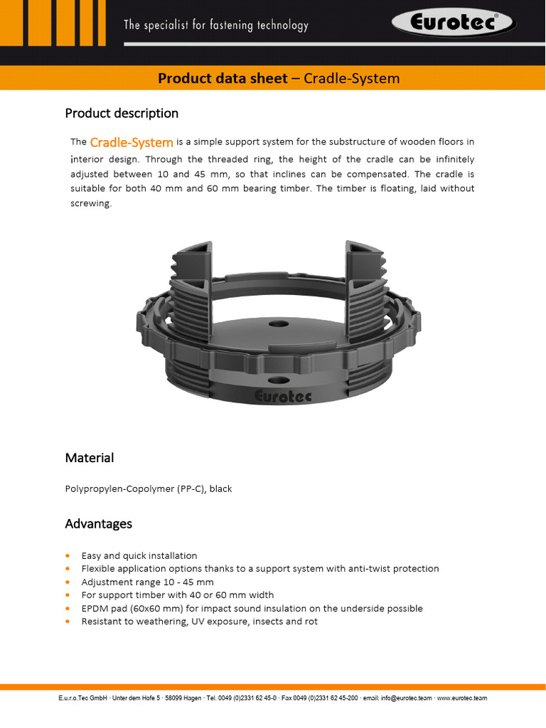 Data Sheet Cradle System EN | PDF | Building Engineering