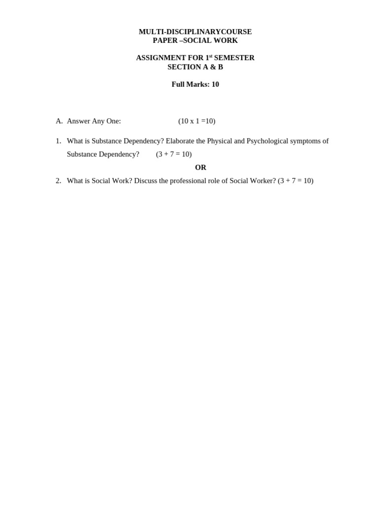 MDC- Social Work Assignment | PDF