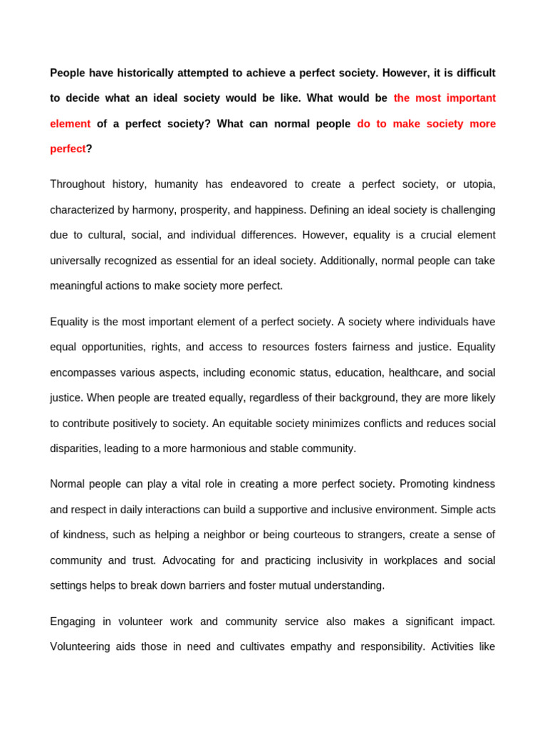 Building a Perfect Society Through Equality | PDF | Social Science ...
