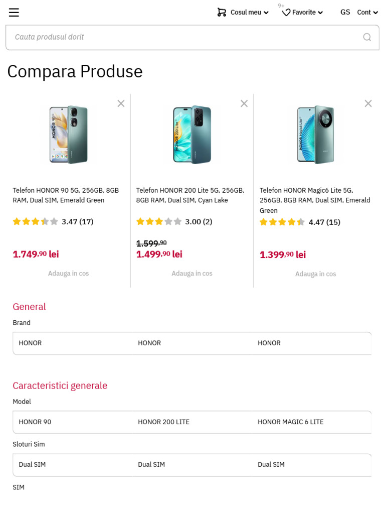 Honor Compare Altex | PDF | Mobile Phones | Smartphone