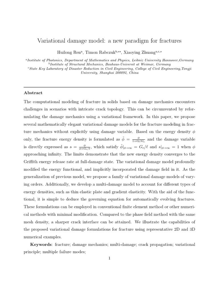 (PF-Local) Variational Damage Model - A New Paradigm For Fractures ...