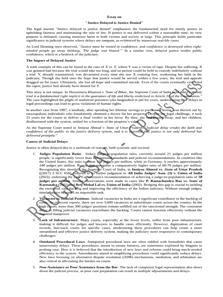 Impact of Delayed Justice Explained | PDF | Alternative Dispute ...