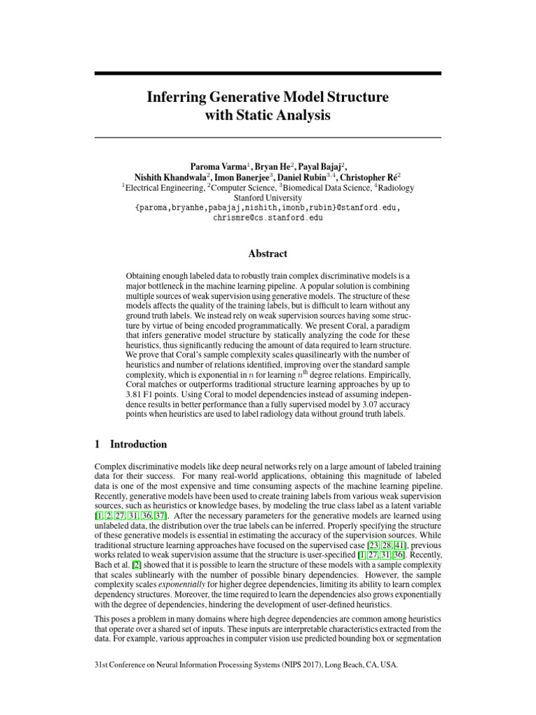 NIPS 2017 Inferring Generative Model Structure With Static Analysis Paper | PDF | Image ...