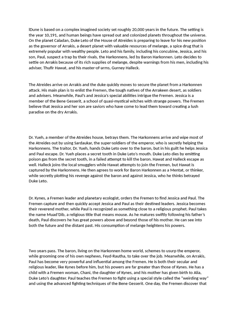 example of a first language story | PDF | Dune (Franchise ...