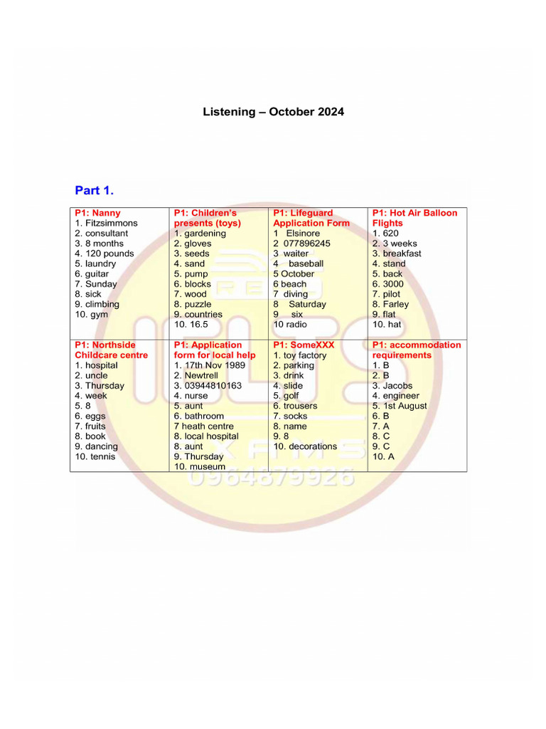 Listening October 2024 FOCUS L1 | PDF