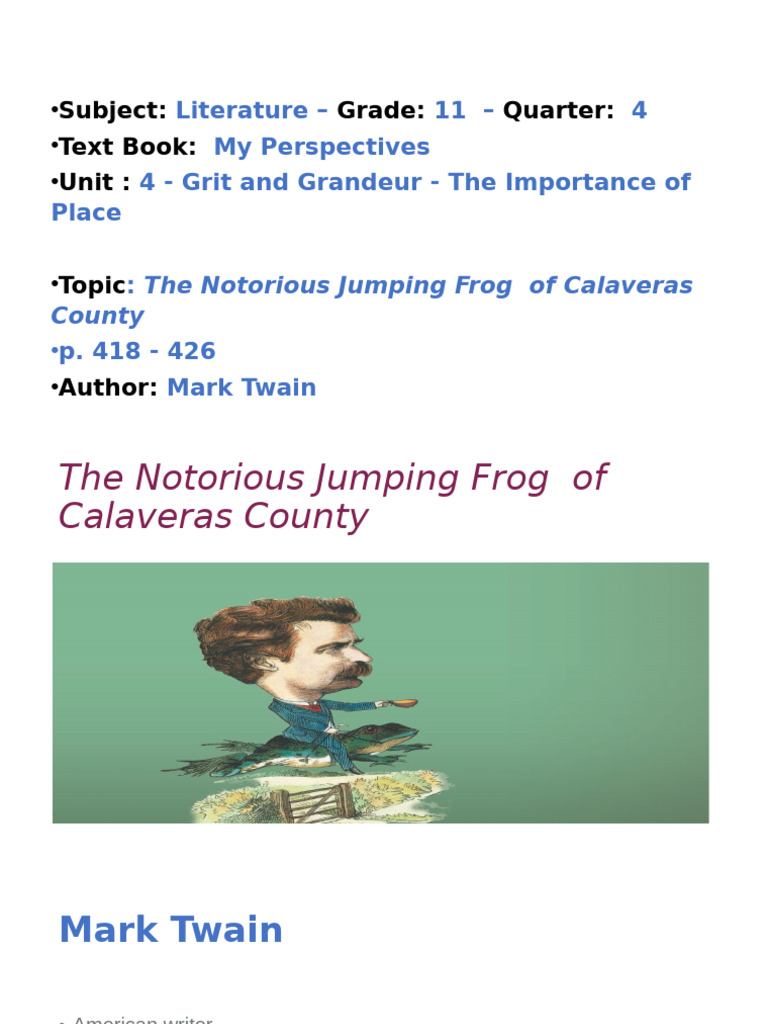 Gr.11-Q4 - The Notorious Jumping Frog | PDF | Travel | History