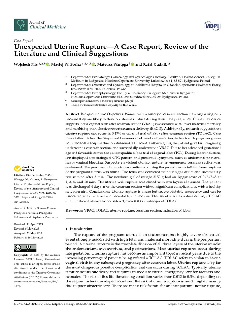 jcm-12-03532 | PDF | Childbirth | Caesarean Section
