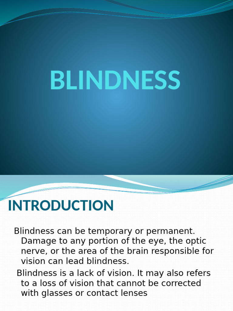 Blindness 240221081546 De056623 | PDF | Visual Impairment | Ophthalmology