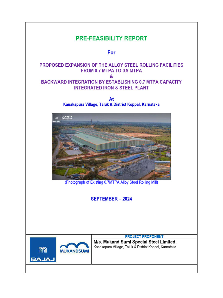 Pre-Feasibility Report | PDF | Steel Mill | Steel