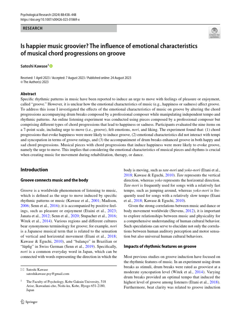 Groove and Emotional Chord Effects | PDF | Tempo | Emotions