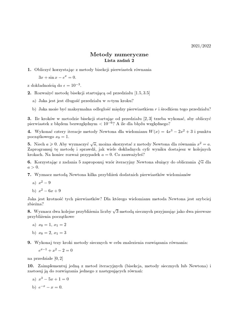 Metody Numeryczne | PDF
