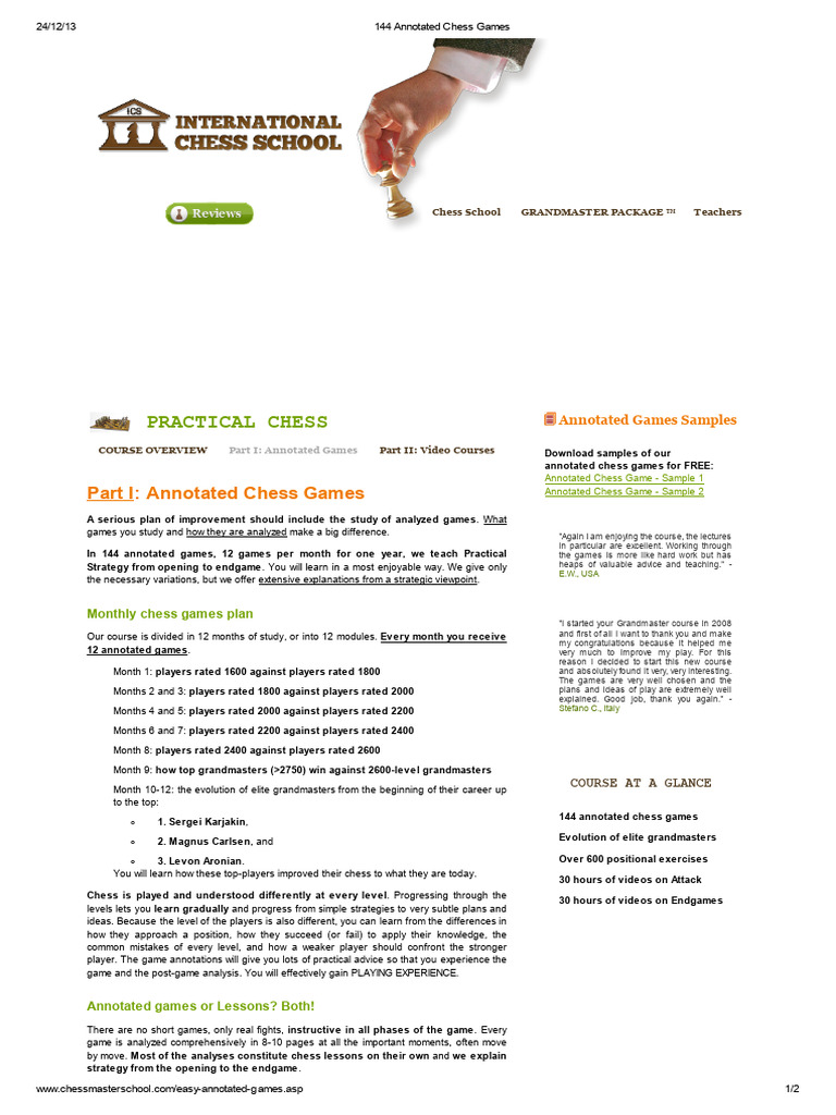 144 Annotated Chess Games | PDF | Chess | Cognition