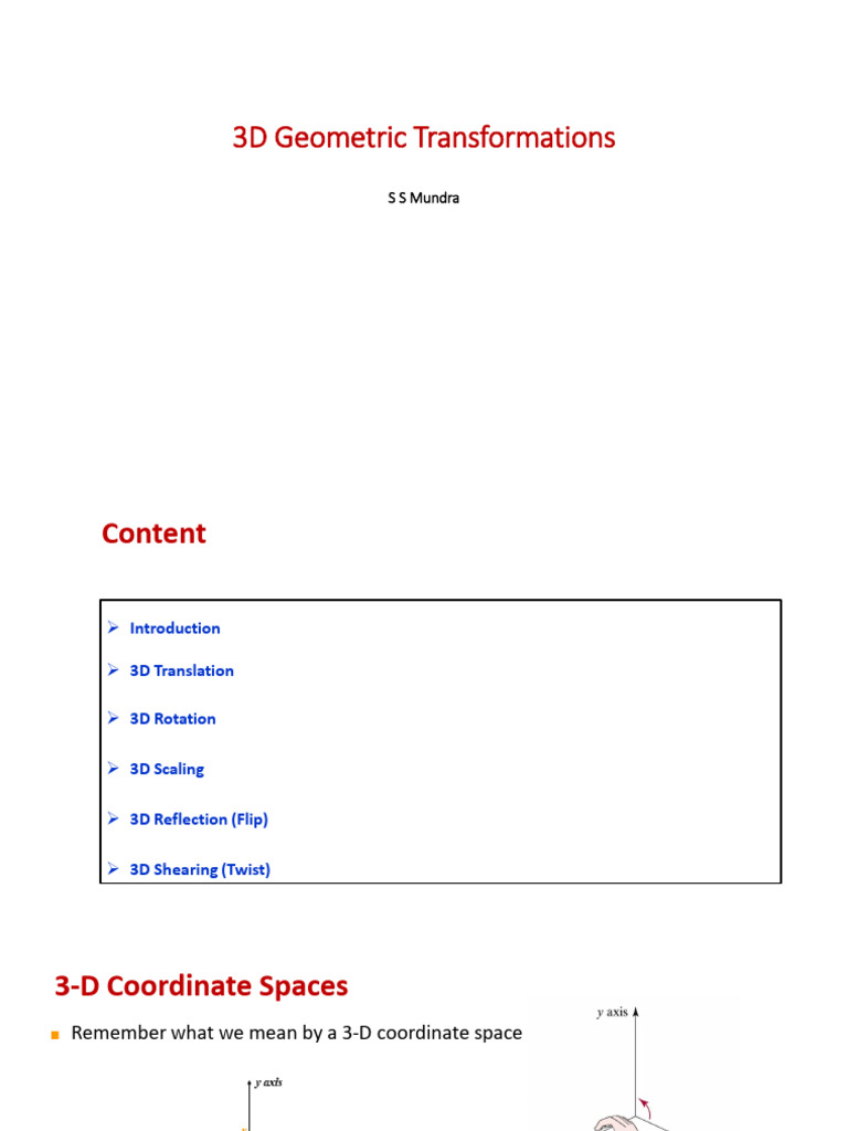 3D Geometric Transformations - Stu | PDF | Cartesian Coordinate System ...