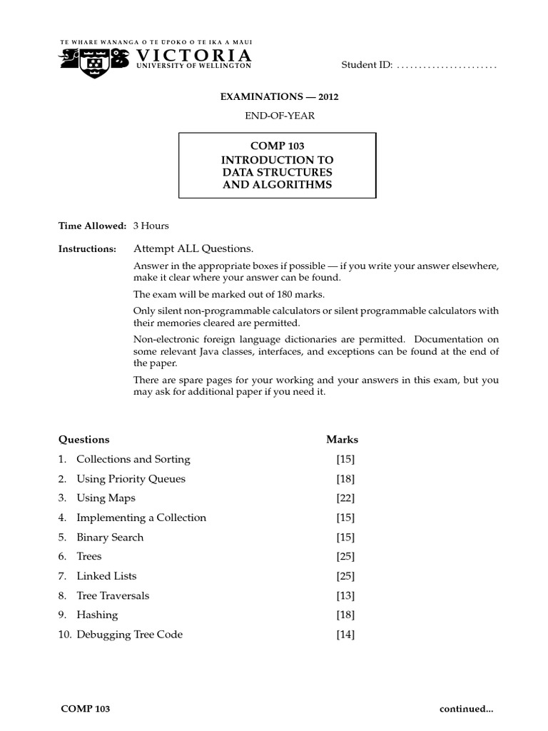 exam-2012T2 | PDF | Queue (Abstract Data Type) | Algorithms