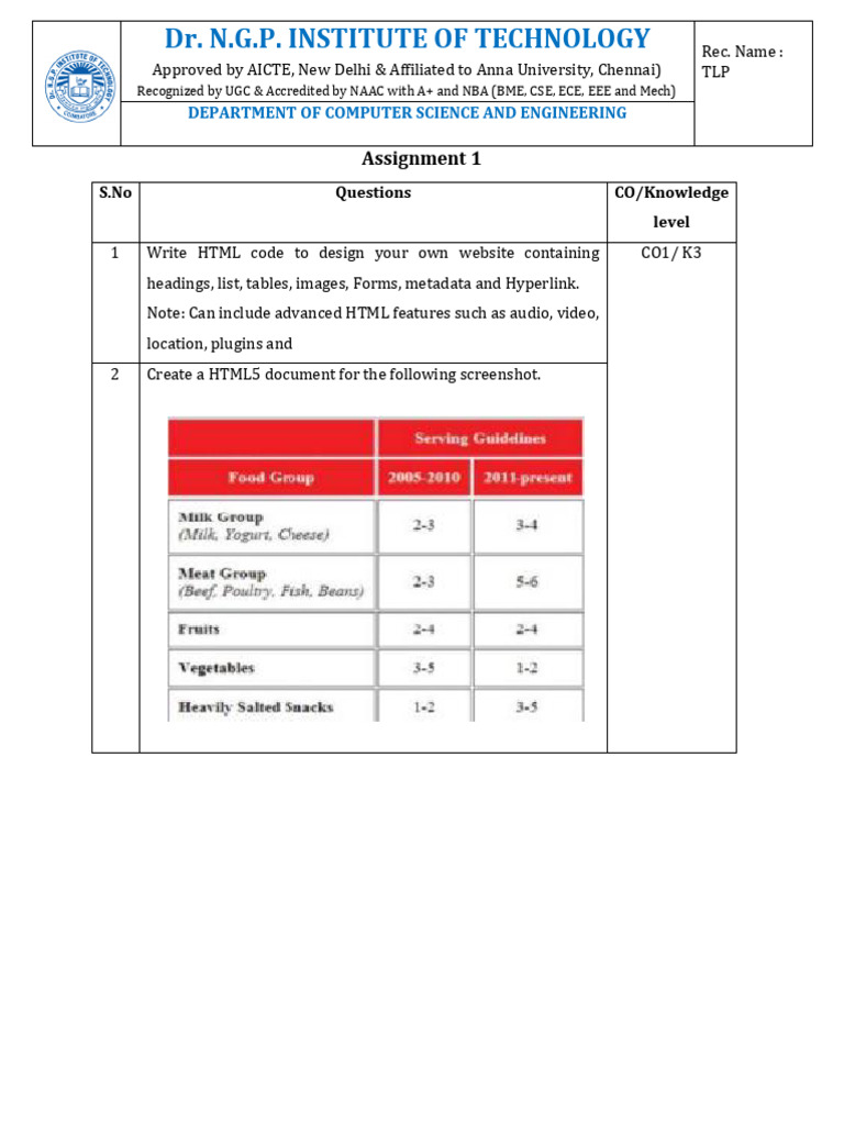 Web Programming-Assignment 1 | PDF | Html | Computing