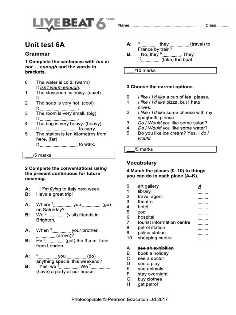 Test Unit 6 Pearson | PDF
