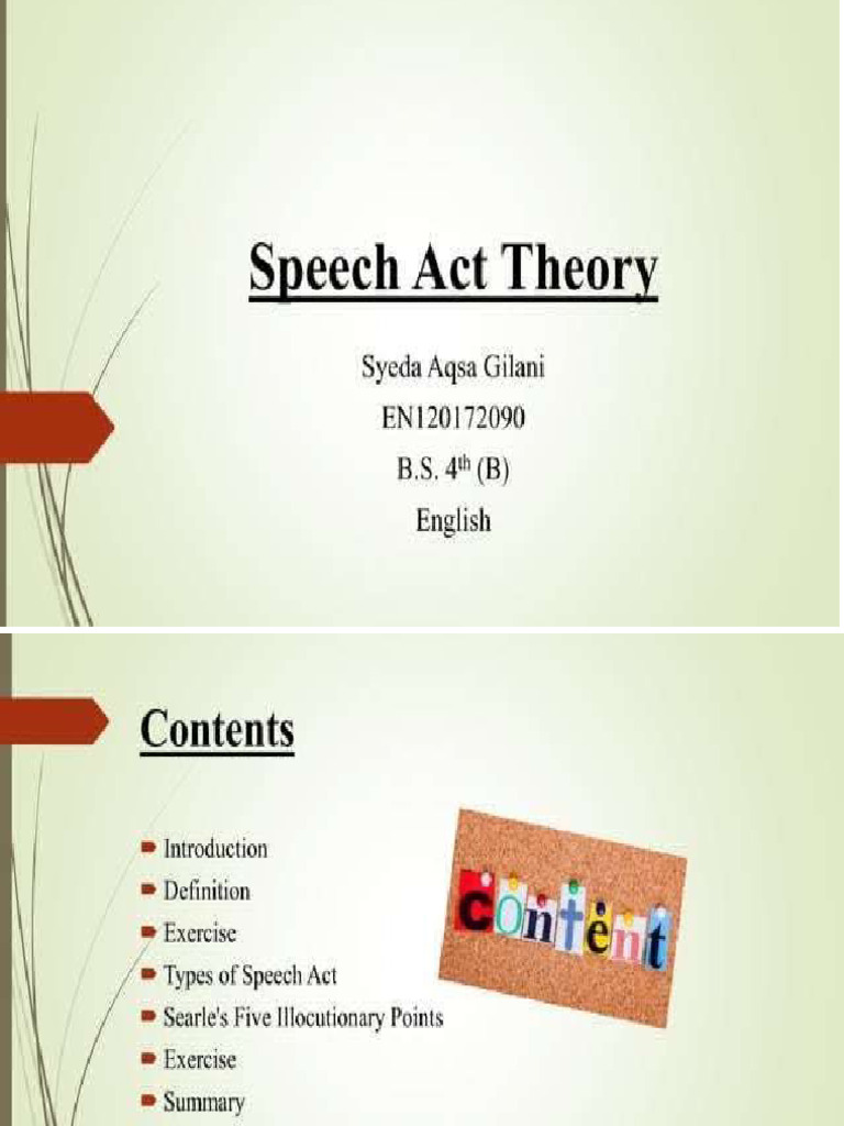 Speech Act Theory 1 | PDF