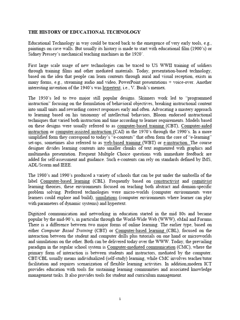 Topic 2 History and Theoretical Foundations of Educational Technology ...