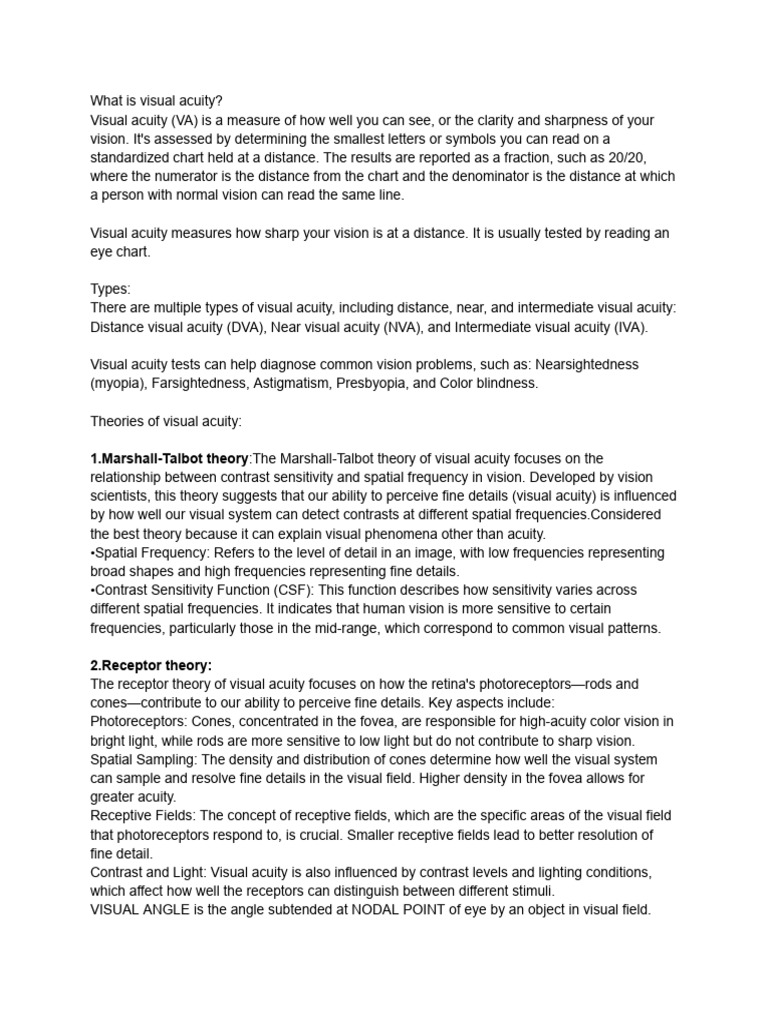 Visual acuity | PDF | Visual Acuity | Visual System