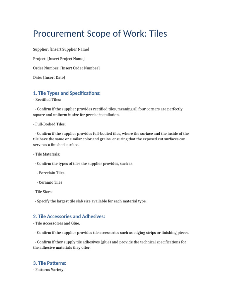 04procurement Scope of Work Tiles English | PDF
