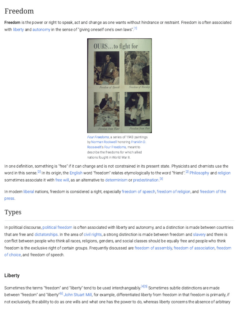 Freedom - Wikipedia | PDF | Libertarian Theory | Libertarianism