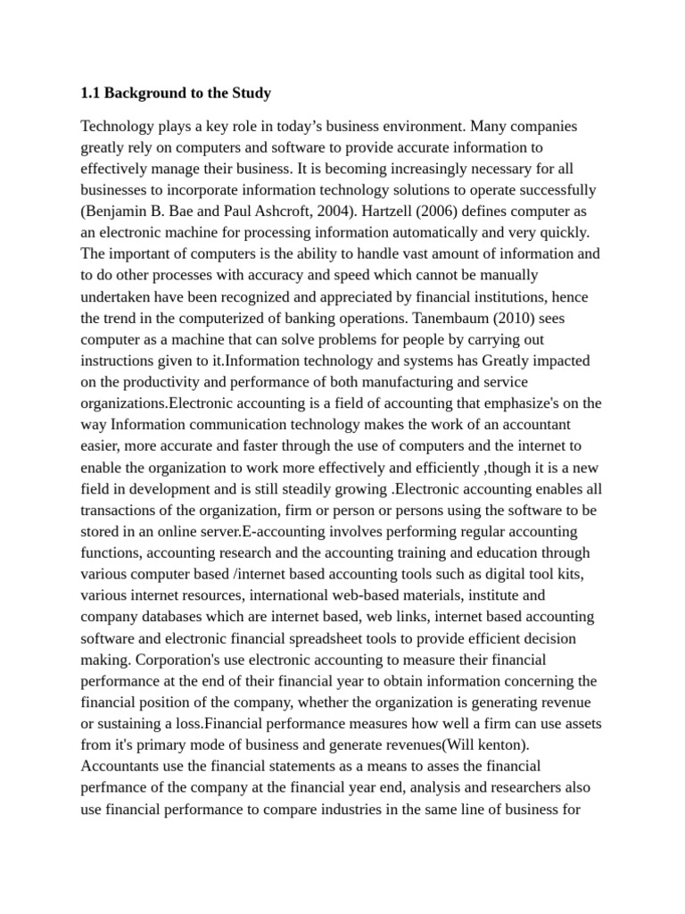 Chapter 1 Background To The Study | PDF | Innovation | Software