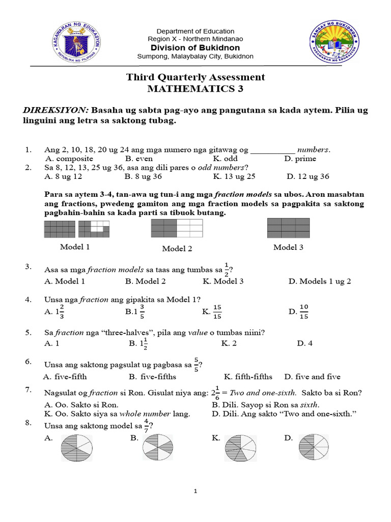 Math3 - Q3 - Quarterly Assessmentt - Final | PDF