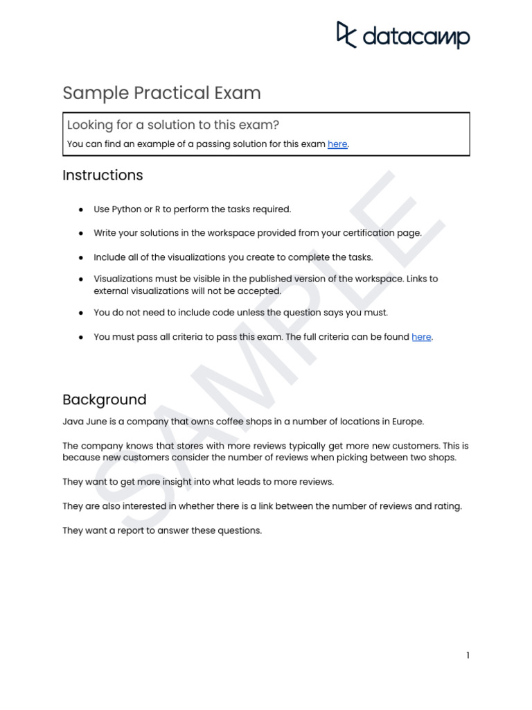 Coffee Shop Review Analysis Exam Guide | PDF | Statistical Analysis ...