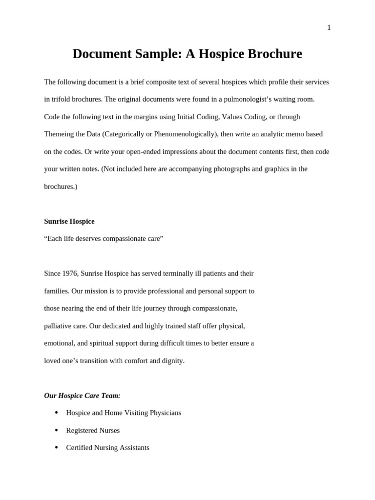 Sample Document - A Hospice Brochure | PDF | Palliative Care | Hospice
