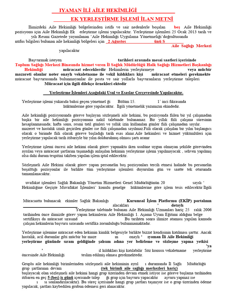 2024 7 Ek Yerlestirme Ilan Metnipdf | PDF