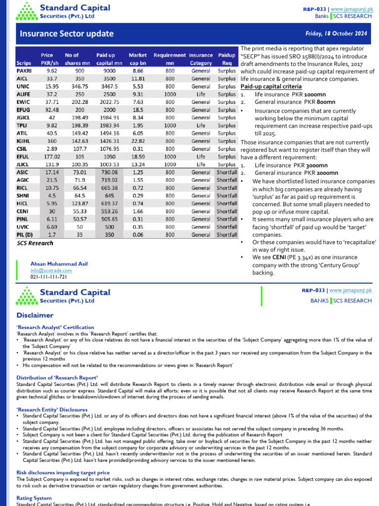 Insurance Sector Capital Requirements Update | PDF | Underwriting ...