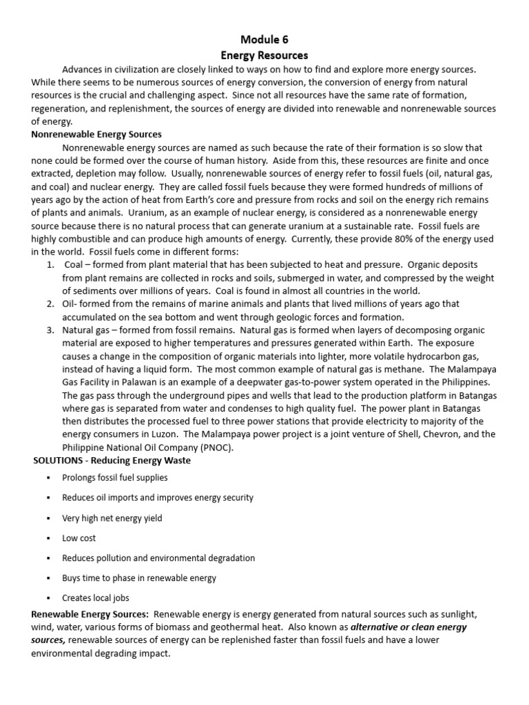 EarthSci-Module 6-B Energy Resources | PDF | Biofuel | Soil