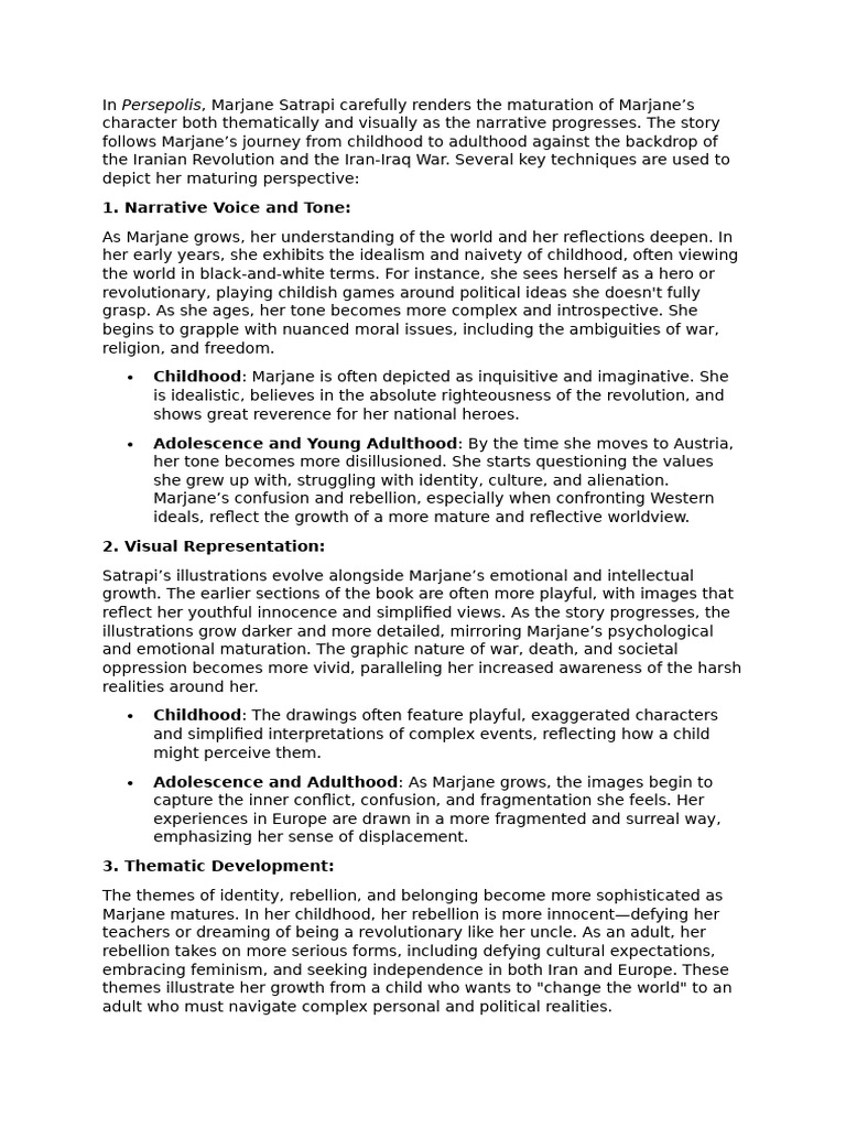 Persepolis Essay | PDF | Identity (Social Science) | Social Psychology