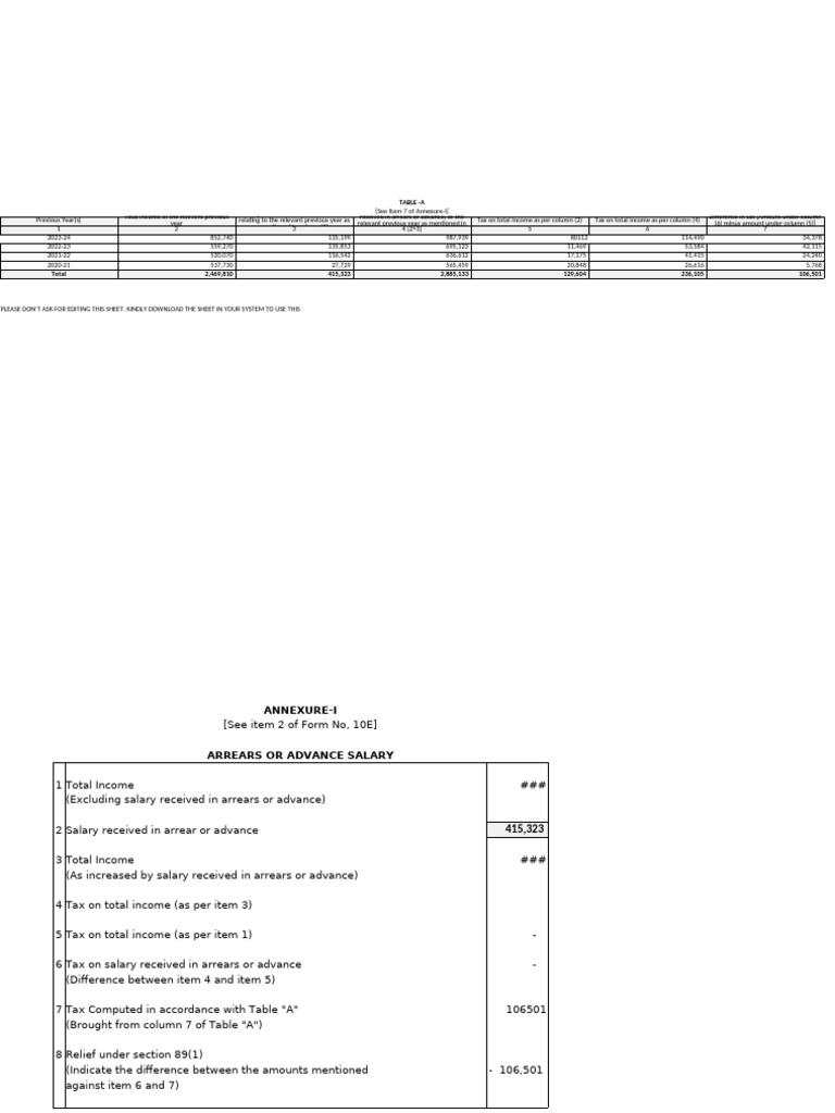 Arrear Calculation | PDF | Income | Taxes