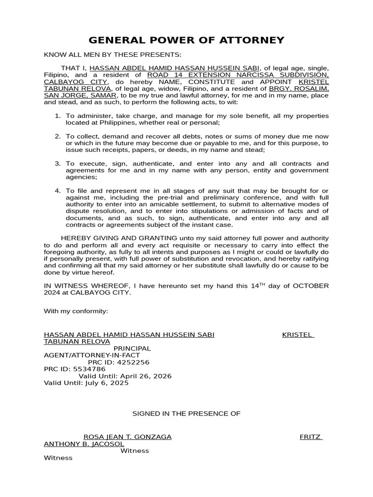 General Power of Attorney | PDF | Private Law | Justice