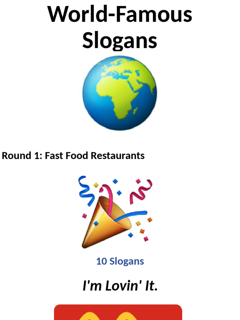 Worldfamous Slogans Game Conversation Topics Dialogs Fun Activities ...