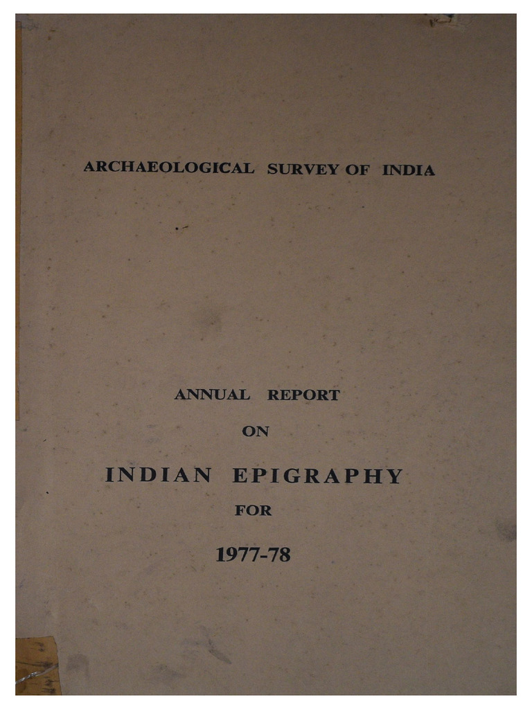 Annual Report On Indian Epigraphy - 1977-78 | PDF